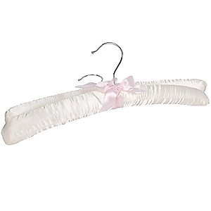 LOHAS Home 15.2inches Luxurious Satin Padded Blouse Hangers for Dresses, Bridal, Lingerie, Woolen Items etc, Pack of 10 in Cream White