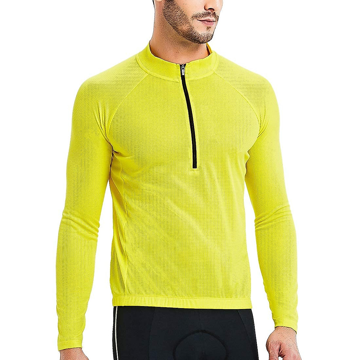 CATENA Men's Cycling Jersey Long Sleeve Shirt Running Top Moisture Wicking Workout Sports T-Shirt Grey