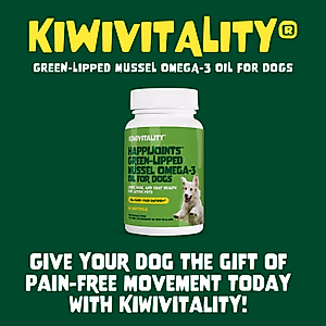 KiwiVitality HappiJoints Green-Lipped Mussel Omega-3 Oil for Dogs (60 Softgels)