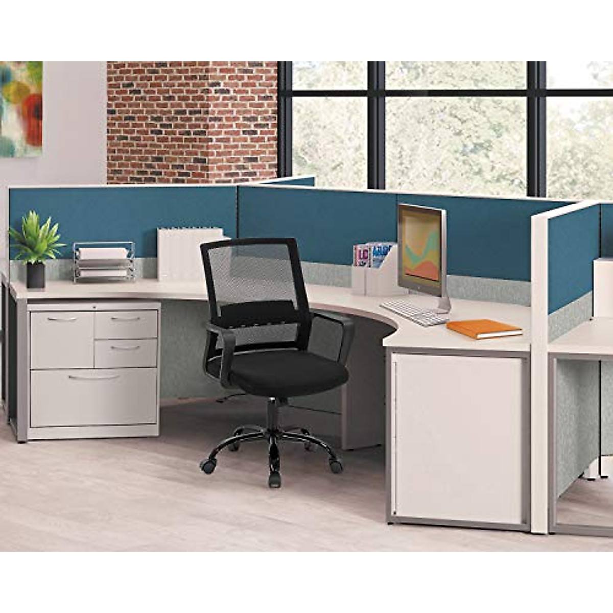 Office Chair Ergonomic Desk Chair Mid Back Computer Chair with Lumbar Support Armrests Breathable Mesh Height Adjustable Chair Rolling Swivel Chairs for Home Office,Black