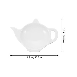 BESTonZON Decorative Tray 2 Pcs Ceramic Tea Bag Holder Teapot Shaped Teabag Coaster Tray Tea Bag Saucer Seasoning Dish for Home Kitchen White Decorative Trays
