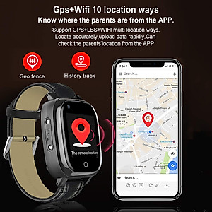 Elderly GPS Smart Watch Phone, 4G Heart Rate Blood Pressure Monitoring Smartwatch, 1.3" Touch Screen Camera Anti-Lost SOS Safety Fence Waterproof for Dementia Alzheimer's Christmas Birthday Gift