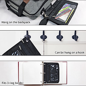 YoeeJob 2 Pack 1 Inch Expandable Zipper Pencil Pouches with Clear Window for 3 Ring Binder, Suitable for School & Office (Black)