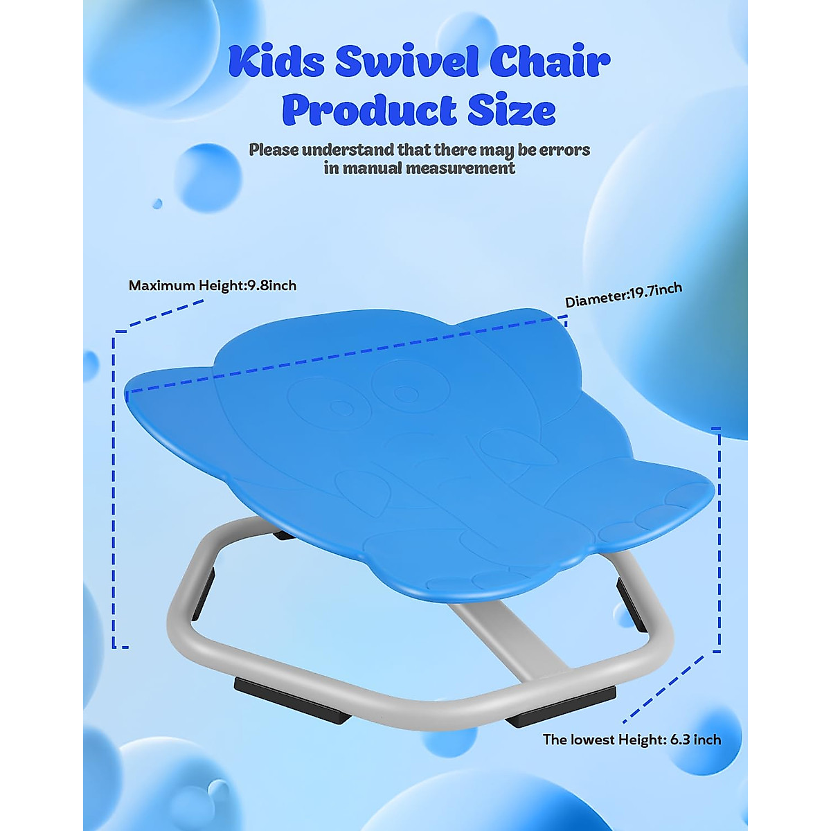 FAHKNS Autism Sensory Spinning Chair, Dark Bule Elephant Kids Swivel Chair for Kids Age 3+, Sit and Spin Sensory Chair for Toddlers Overcoming Social Phobia Non-Slip Metal Base