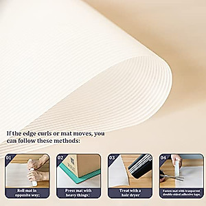 Hersvin Shelf Liners 20 in x 20 ft EVA Drawer Mats, Non-Adhesive Cupboard Pad, Kitchen Cabinet Lining Fridge Cushion (Transparent Stripe, 50.8x610cm)