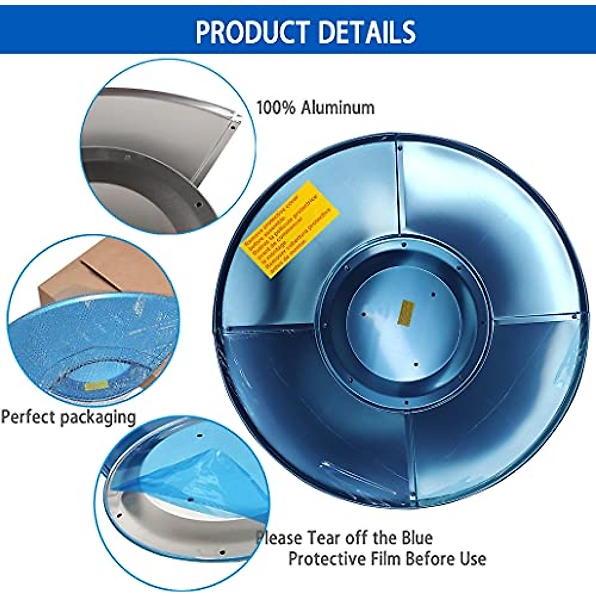 Patio Heat Reflector Shield Replacement Parts Reflector Shield Top ​Acssories for Outdoor Heaters Dome 31.5In Round (3-Hole Mount) Removable Universal Fit Patio Heaters Shield (Reflector Shield)