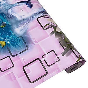 Yifasy 2 Pack Pink Cabinet Liners Self-Adhesive Shelf Drawer Papers Dolphin Lily Easy Install Redo Storage Bench Entryway Shoe Organizer 17.7 Inch Wide