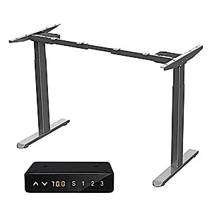 ERGOMORE Dual Motor Standing Desk Frame, Adjustable Height Desk Frame, Electric Standing Desk Frame, Standing Desk Legs with 3 Height Memory Presets and USB Ports (Gray Frame)