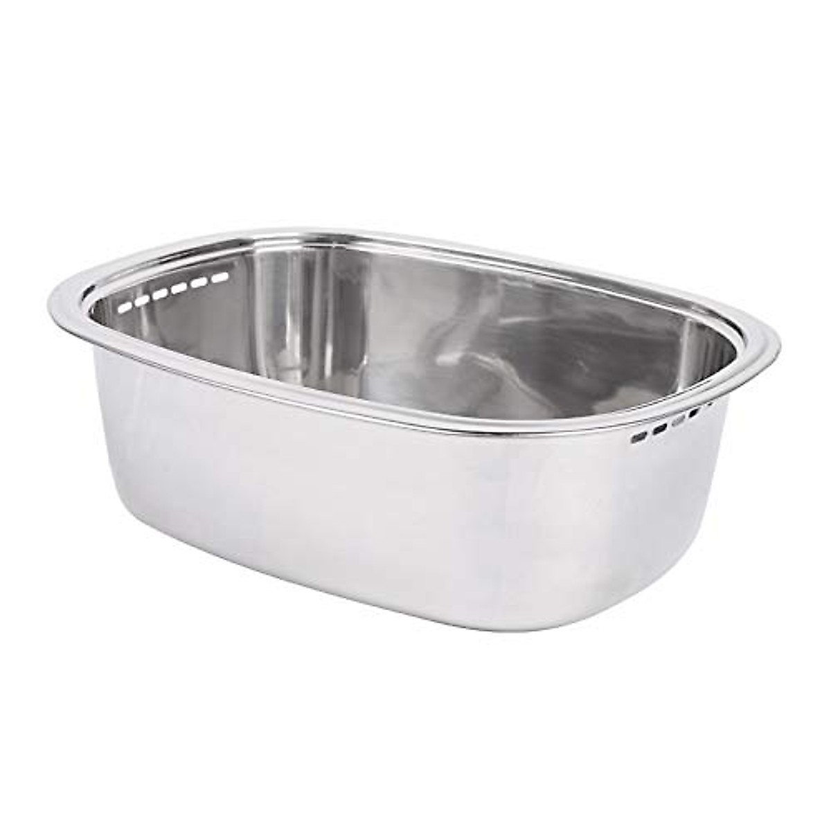 Characin Stainless Steel Dishpan Basin Dish Washing Bowl Bucket Basket Portable Tub Rack (Rounded Rectangle)