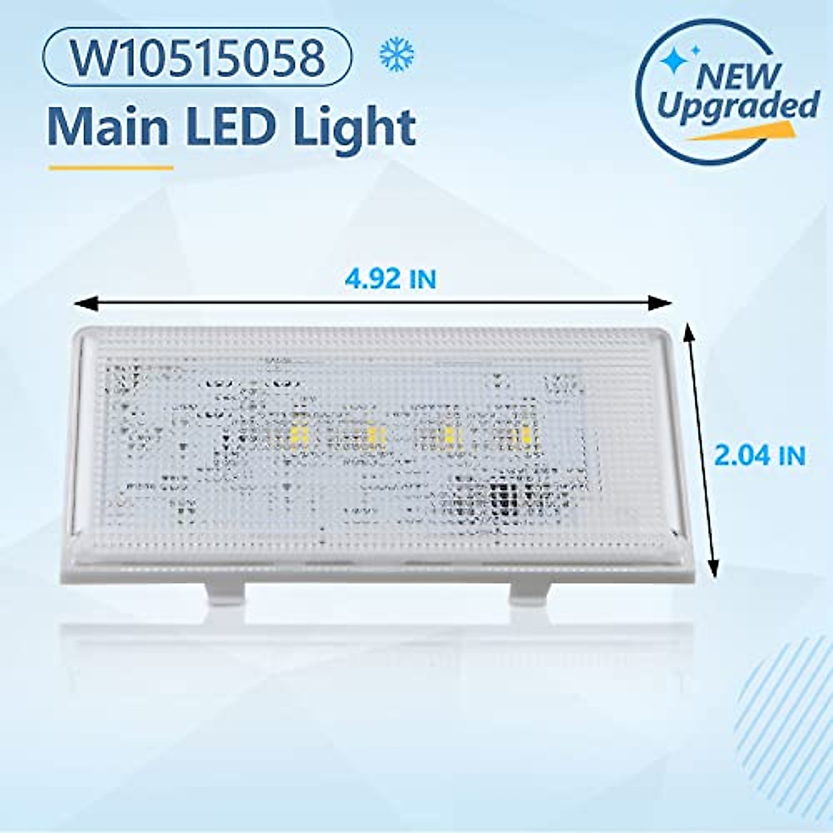 NEW Upgraded W10515058 LED Light Compatible with whirlpool/kenmore/maytag,Refrigerator Freezer Main LED Light,Replaces WPW10515058,W10522611,W10465957, AP6022534,PS11755867,3021142,2 Year Warranty