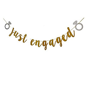 Just Engaged Banner, Gold Engagement Party Sign, Bridal Shower / Bachelorette / Wedding Party Supplies Decorations