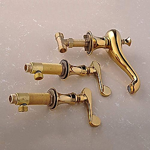 Kitchen Sink Mixer Tap, Faucets Three Holes Gold Faucet Selling Creative The New Bathroom Bathtub Water-Tap Cold Heat Plumbing Hardware Tap Sink Basin Mixer Taps