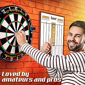 IgnatGames Dry Erase Darts Scoreboard - Double Sided Dart Scoreboard with 2 Magnetic Dry Erase Pens - Professional Dart Board Scoreboard for X01, Cricket and 10+ Darts Games