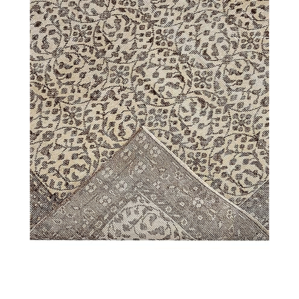 BESPOKY 5'2" x 8' 10" (158 x 270 Cm) Vintage Gray Frame Wool and Cotton Handmade Area Rug