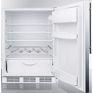 Summit Appliance FF61WBISSHV 24" Wide Built-In All-Refrigerator; 5.5 cu.ft.; Automatic Defrost; Stainless Steel Wrapped Door; Professional Thin Handle and White Cabinet