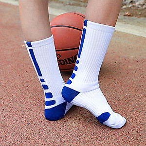 DRASEX Men's Athletic Cushioned Crew Socks 4 Pairs Men Elite Basketball Socks for Sports Running Football