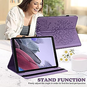 VODEFOX Case for iPad Mini 6 2021 (8.3 Inch) 6th Generation Case, Embossed Deer&Tree PU Leather Retro Shockproof Slim Case with Pencil Holder Elastic Strap Stand Cover for iPad Mini 6th Gen - Purple