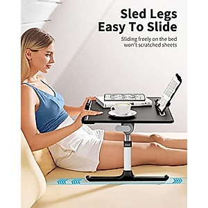 Laptop Bed Tray Table, SAIJI Adjustable Bed Desk for Laptop, Lap Desk for Laptop, Extra Large Super Stable Foldable Laptop Stand with Drawer for Eating, Working, Writing, Gaming, Drawing(Black)