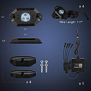 Nilight RGB LED Rock Lights Kit, 4 pods Underglow Multicolor Neon Light Pod with Bluetooth App Control Flashing Music Mode Wheel Well Light for Truck ATV UTV RZR SUV