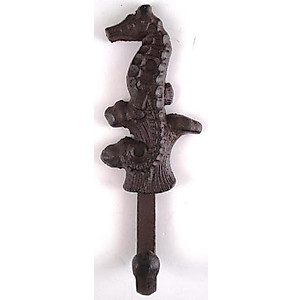 Lighthouse Dolphin Anchor Starfish Seahorse Shell Cast Iron Nautical Hooks Set