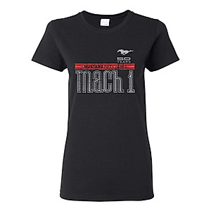 Ford Mustang 50 Years Logo Mach 1 Classic Emblem Cars and Trucks Womens Graphic T-Shirt, Black, Large