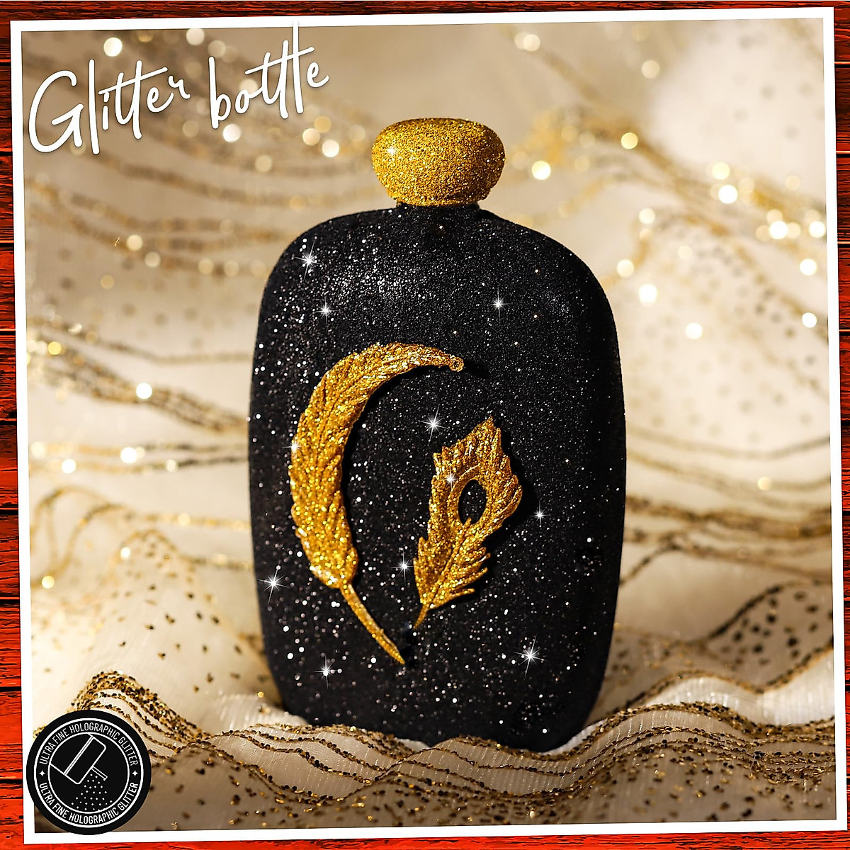 LEOBRO Glitter, Black Glitter, 150g/5.29oz Black Fine Glitter, Glitter for Crafts, Black Glitter Powder Craft Glitter Glitter, Extra Fine Glitter for Resin Crafts DIY Halloween Decorations, 0.2MM