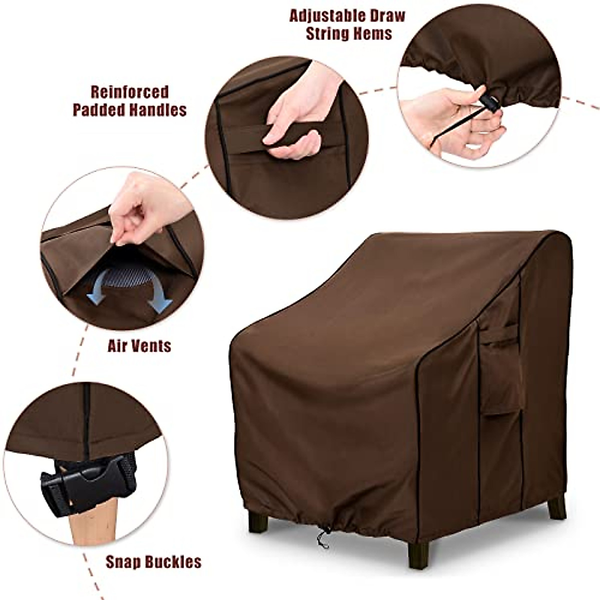 COSFLY Patio Furniture Covers for Outdoor Chairs Waterproof Clearance, Outside Furniture Deep Seat Cover, Fits up to 31.5W x 33.5D x36H inches(2 Pack)