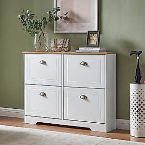 Alaxgumrol Shoe Storage Cabinet with 4 Flip Drawers - 40.2" Slim Shoe Cabinet for Entryway, Freestanding Shoe Cabinet with Adjustable Shelf & Anti-Tipping, Hidden Shoe Cabinet for Foyer, Hallway