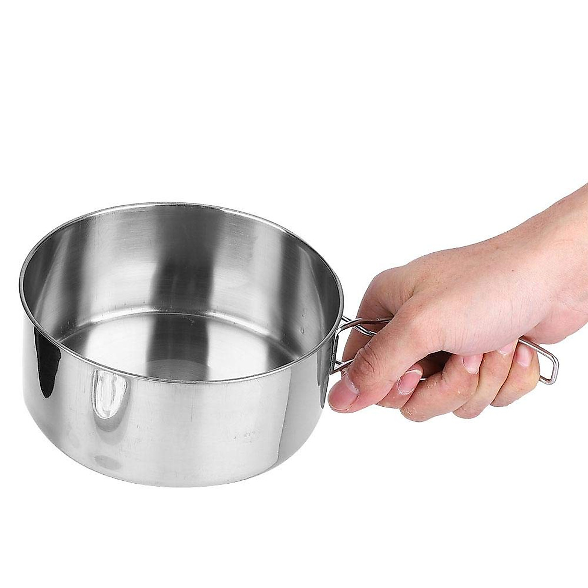 VGEBY1 Folding Pot Set, 8 Pcs/Set Portable Folding Stainless Steel Camping Cookware BBQ Bowl Set for Outdoor Activities Camping Hiking