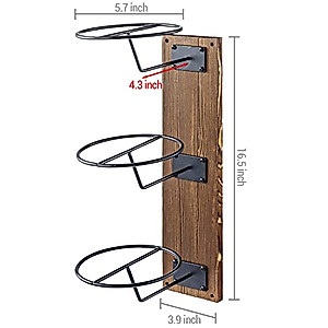 MyGift Wall Mounted Hat Rack, Rustic Dark Brown Wood and Black Metal Wire Vertical Cap and Wig Form Storage Hooks