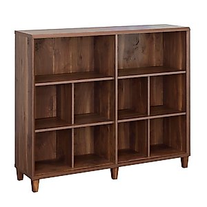 Sauder Willow Place Cubby Storage Organizer Book Shelf, Grand Walnut Finish