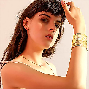 TOBENY 6PCS Cuff Bangle Bracelets for Women Wrist Cuff Wrap Bracelets Gold Silver Plated Open Wide Wire Bracelets Fashion Jewelry