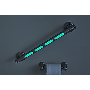 Moen MLR8718D4GBN Banbury 18" Glow-in-The-Dark Bathroom Grab Bar, Brushed Nickel