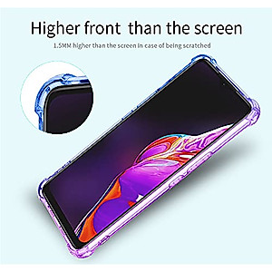 ZMONE Phone Case for Infinix Hot 10S Case with Tempered Glass Screen Protector [2 Pack], Clear Gradient Soft TPU Bumper Slim Anti-Scratch Shockproof Protective Cover - Blue/Pink