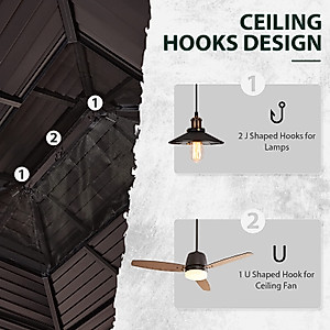 YOLENY 12' x 16' Hardtop Gazebo Faux Wood Grain with Aluminum Frame, Galvanized Steel Double Roof, Outdoor Patio Gazebo with Netting and Curtains for Backyard, Patio and Lawns