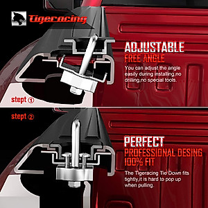 Tigeracing Tie Down Anchors Retractable Truck Bed Top Side D Ring All Metal Compatible with 1995-2018 Ram 1500 2500 3500, NOT for 2019+ Models, 3000 LBS Capacity of 4