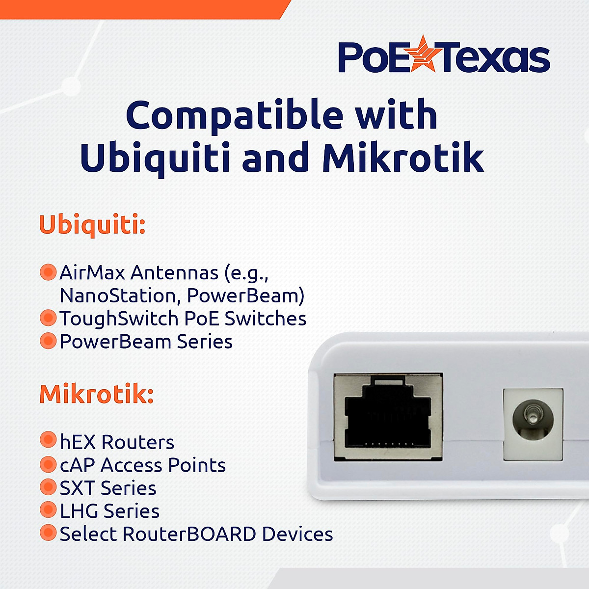 PoE Texas 48v to 24v PoE Converter - Inline PoE Splitter with 24 Volt 25 Watt PoE or DC - Converts IEEE 802.3at PoE+ to 24V Passive PoE or 24V DC Output with Gigabit Data for Ubiquiti and Mikrotik