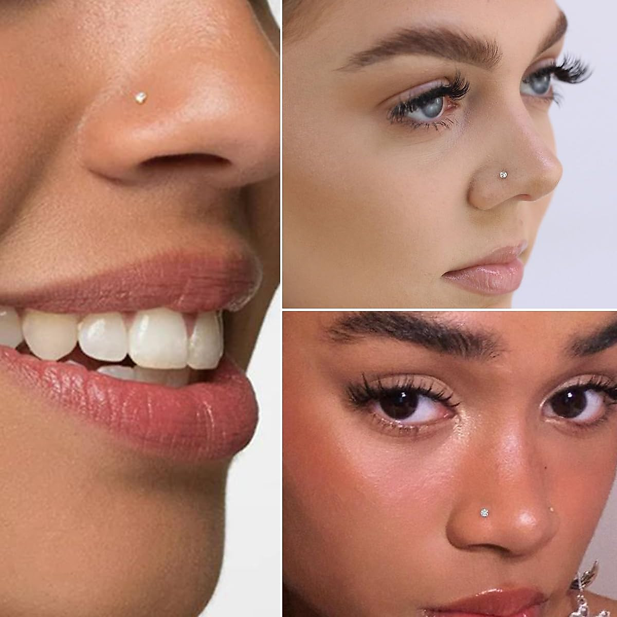 COTATI 20G Flat Back Earrings Stud Threadless Tragus Cartilage Lip Medusa Piercing Jewelry Hypoallergenic (Silver,20G 2/3/4mm CZ)