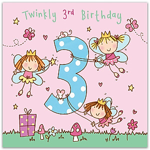 TWIZLER Happy 3rd Birthday Card, Multicolor, 6.1 x 6.1 in