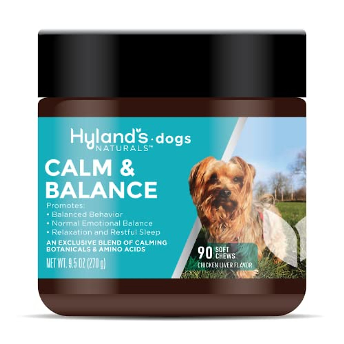 Hyland's Naturals - Dogs - Calm & Balance, 90 Soft Chews, Supports Balanced Behavior, Normal Emotional Balance, Relaxation & Restful Sleep, L-Theanine, GABA & Chamomile, Chicken Liver Flavor