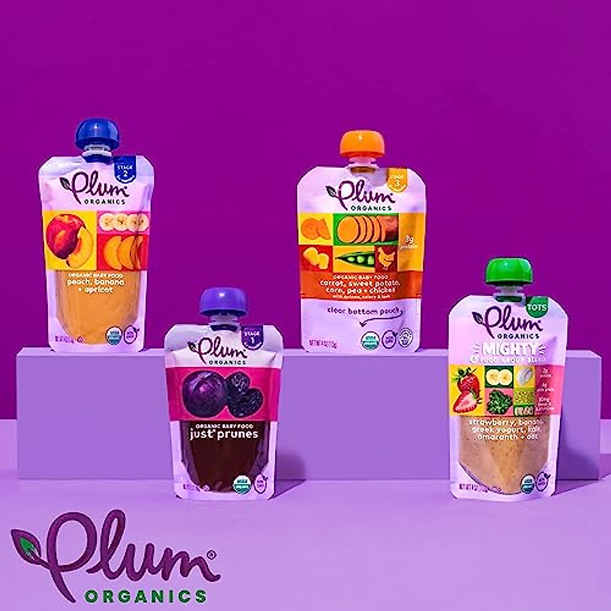 Plum Organics Stage 2, Organic Baby Food, Peach, Banana and Apricot, 4.0 Oz, New Look, Packaging May Vary.