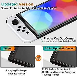 ivoler [4 Pack Tempered Glass Screen Protector Designed for Nintendo Switch OLED Model 2021&2023 with [Alignment Frame] Transparent HD Clear[Updated Version] Screen Protector for Switch OLED 7''