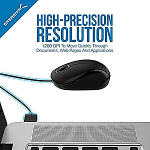 SABRENT Mini Travel USB Optical Mouse with Retractable Cable (MS-OPMN)