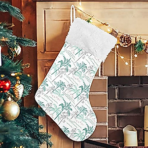 Kigai Christmas Stockings Cute Palm Trees Large Candy Stockings Stuffers Kids Cute Xmas Sock Decorations 1PC for Home Holiday Party 12" x18"