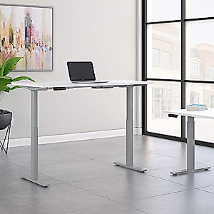 Bush Business Furniture Move 60 Series Height Adjustable Standing Desk, 72W x 30D, White with Cool Gray Metallic Base