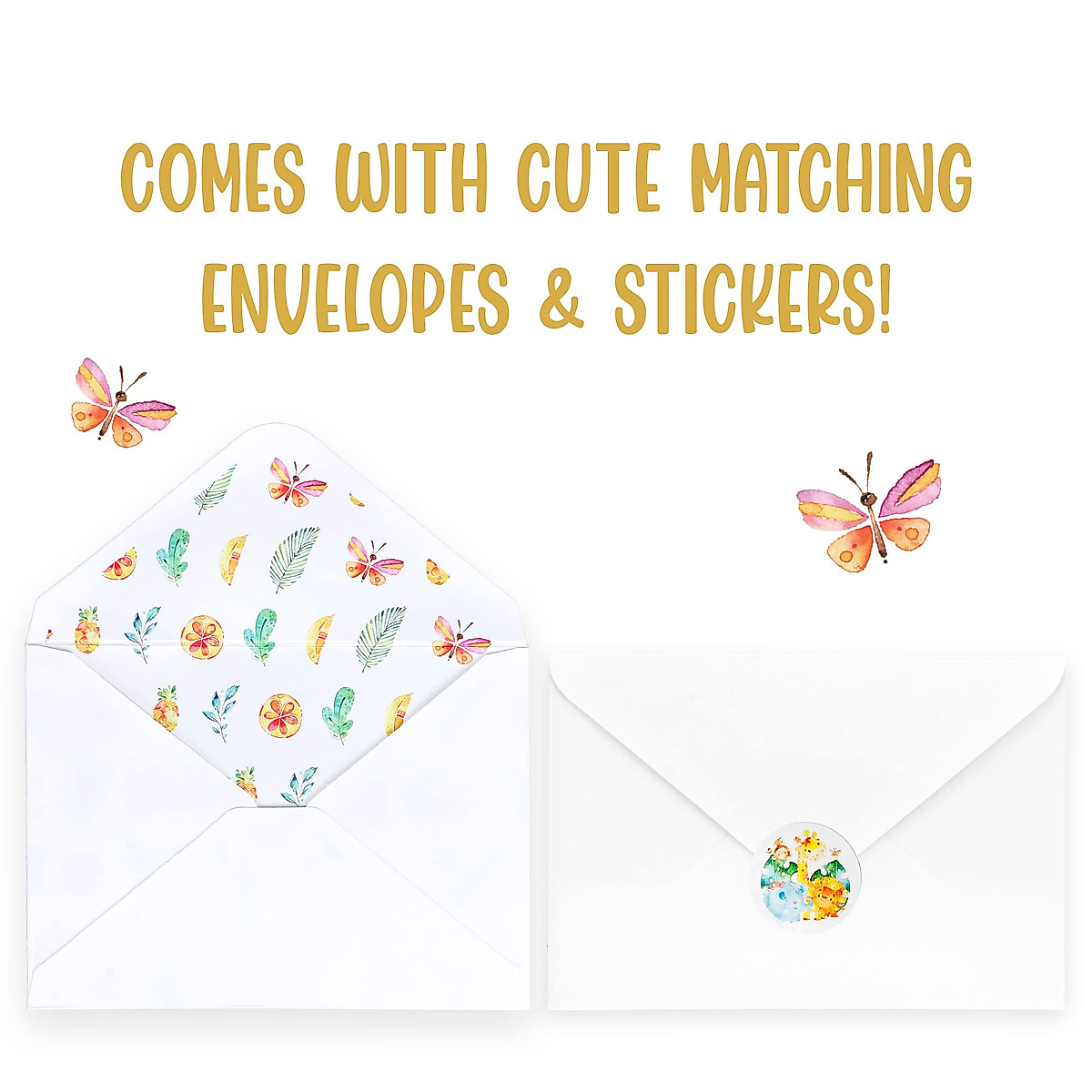 30 Safari Happy Birthday Cards Bulk | Kids Birthday Card | Assorted Birthday Cards With Envelopes | Greeting Cards Assortment Box | Small & Cute Zoo Birthday Cards For Kids w/ Matching Stickers