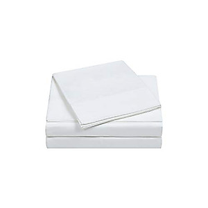 Charisma Percale Cotton 400 Thread Count Sheet Set, Queen, White