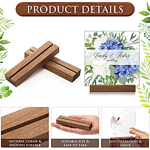 Roowest Wood Place Card Holders 4.5 Inch Rustic Wooden Table Number Holder Stands Acrylic Sign Holders Name Card Holder for Wedding Events Birthday Party Home Decoration(36 Pcs)