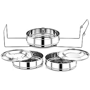 EasyShopForEveryone Stainless Steel 3 Tier Stackable Insert Pans, Compatible with 6 Qt Instant Pot, Pot-in-Pot, Baking Pans for Flan, Layer Cake
