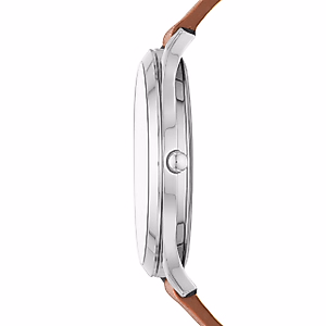 Skagen Men's Jorn Quartz Three-Hand Silver Stainless Steel and Brown Leather Band Watch (Model: SKW6546)